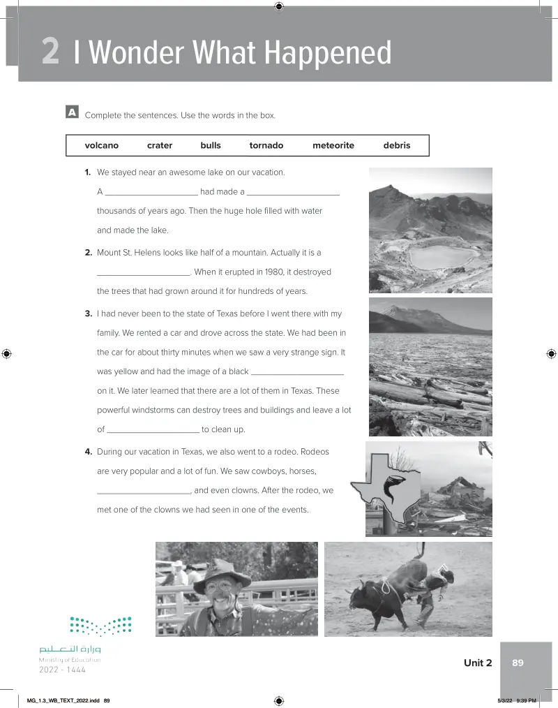 Study the picture and write words under each heading in the chart Write ...